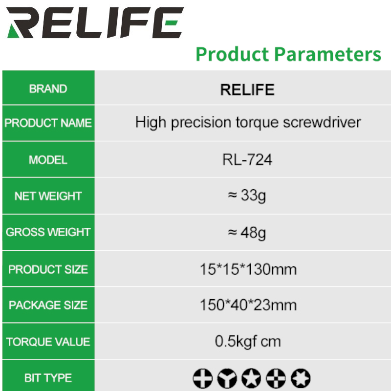 Schraubendreher 2D Torque RELIFE RL-724 Phillips Kreuz PH000 1,5 (black ...