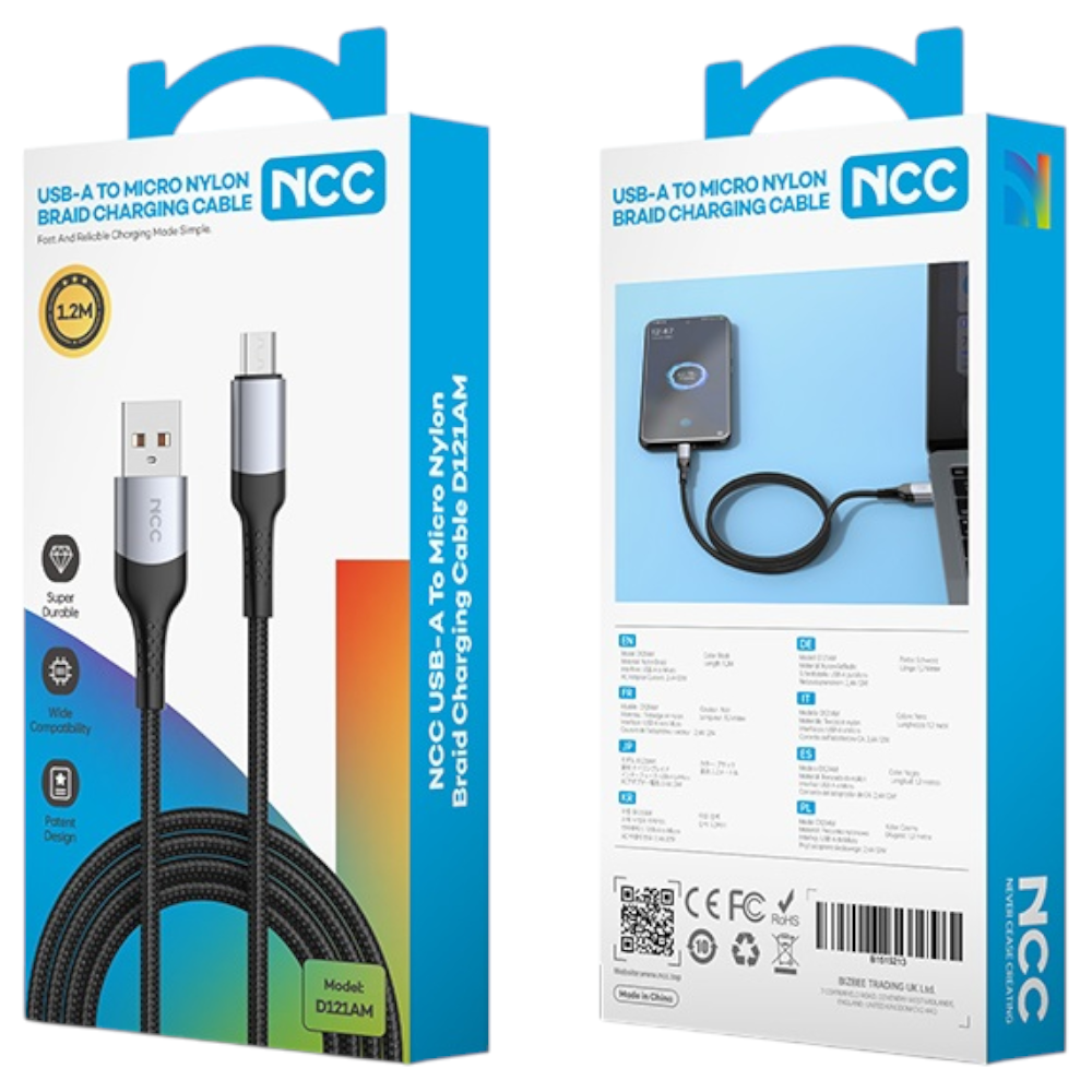 Charging Sync Cable NCC USB-A TO Micro-USB (D121AM|1.2M), Nylon&Alu ...